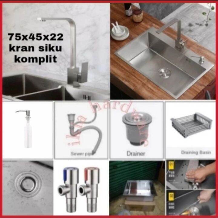 KITCHEN SINK JKM 7545 STAINLESS SUS 304/WASTAFEL 1 LUBANG | Lazada ...