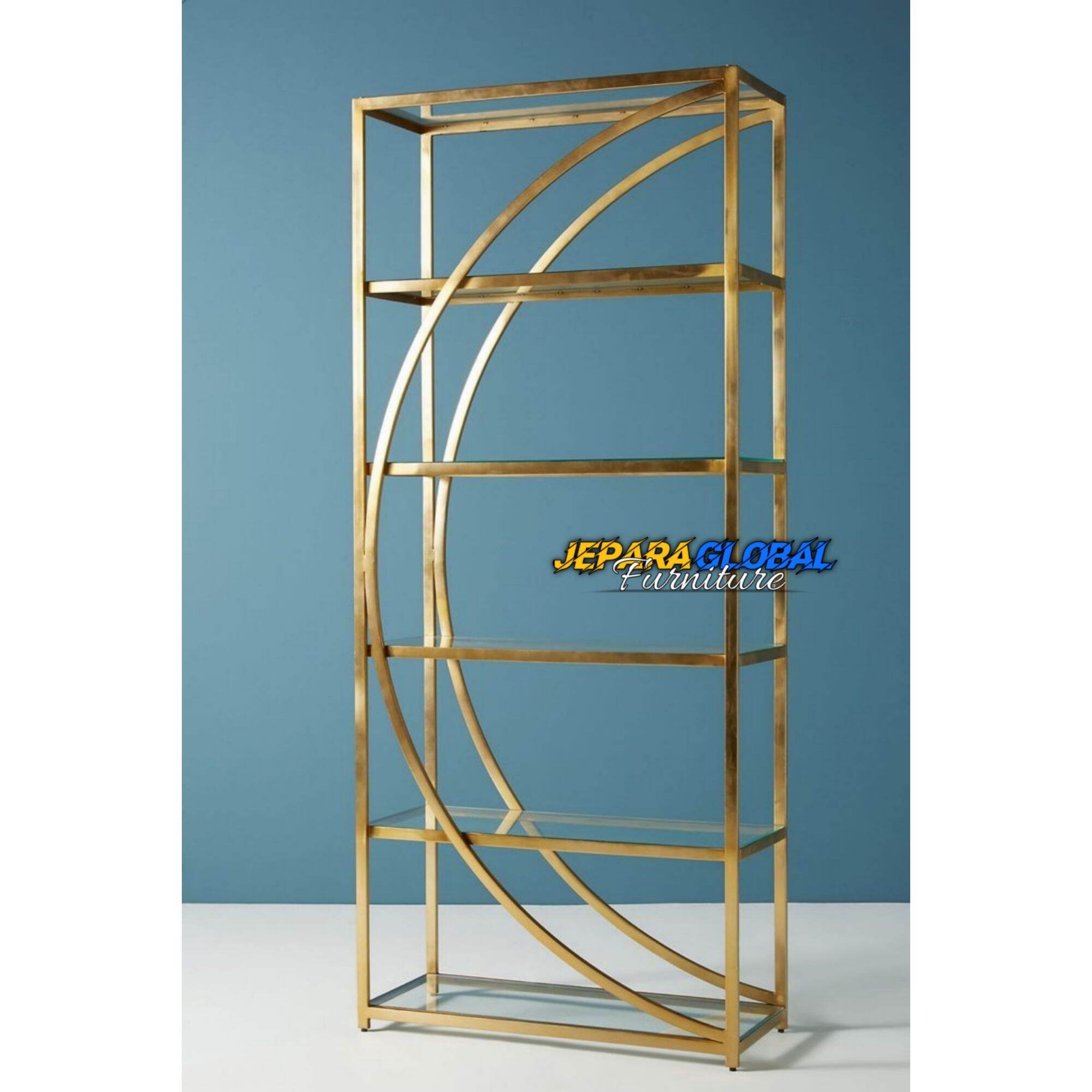 Rak Buku Stainless steel round kaca (rak hias, rak pajangan,lemari rak ...