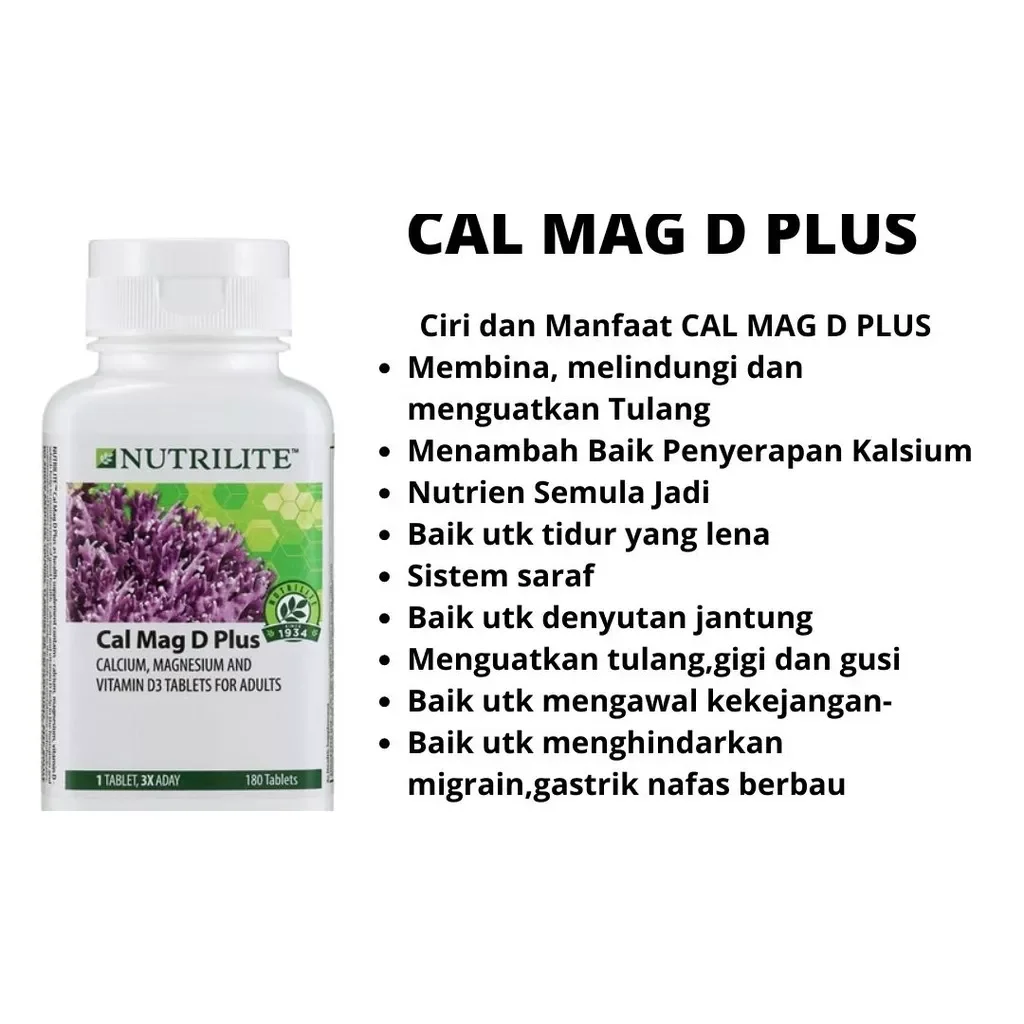 Nutrilite Cal Mag D CalMag D Suplemen Kesehatan Tulang isi 180 Tablets ...