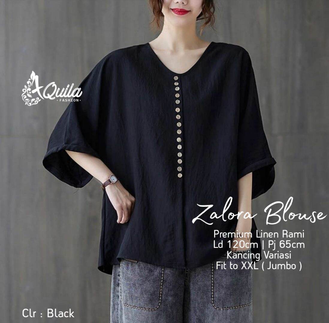Zalora Black Linen Shirt Dress 🎁 Zalora blouse baju atasan busana ...