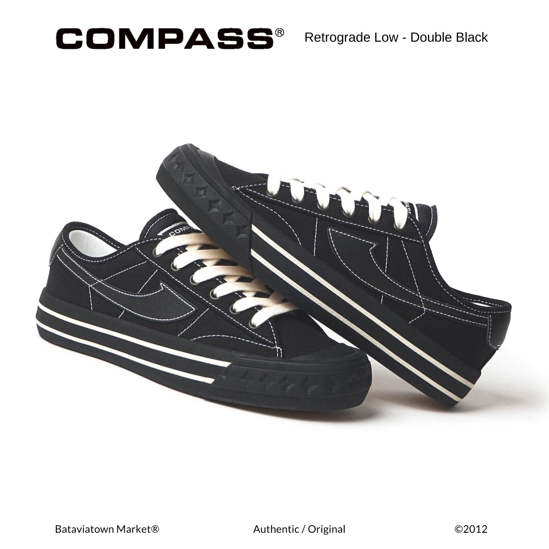 Sepatu Compass Retrograde Low - Double Black Sepatu Sneaker Casual ...