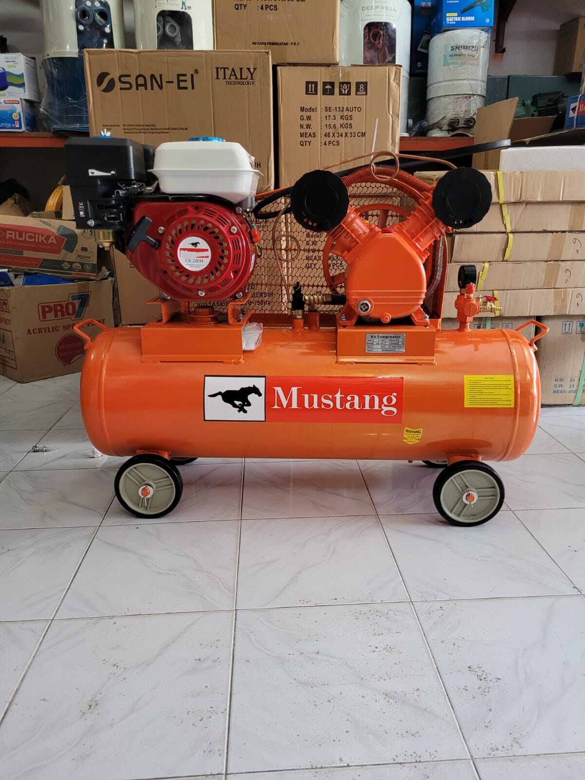 Kompresor MUSTANG 1HP +Mesin Penggerak GX200 Siap Pakai | Lazada Indonesia