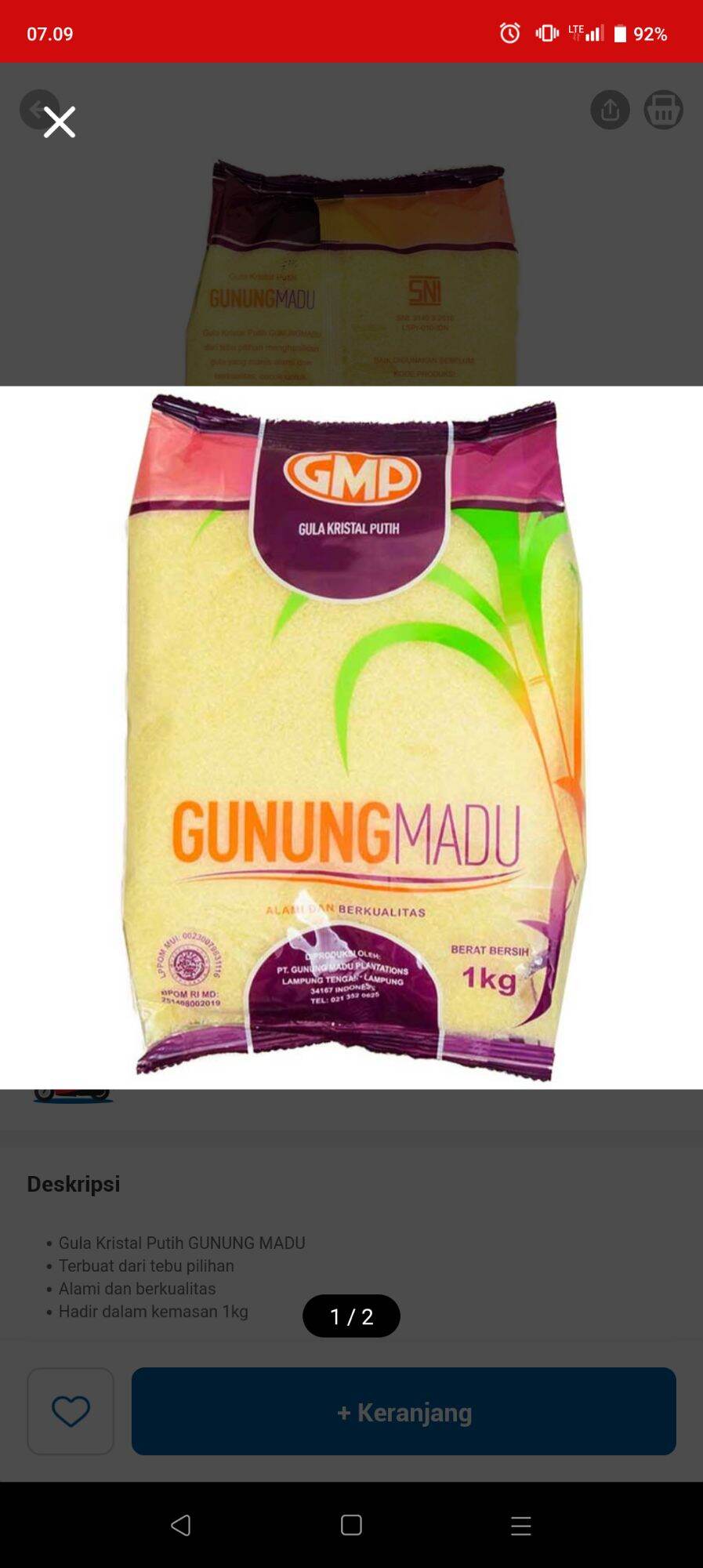 GMP Gula Kristal Putih 1 Kg | Lazada Indonesia