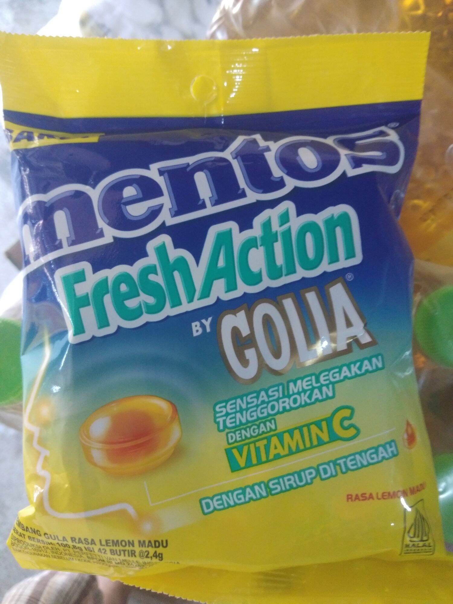 permen Golia mentos fresh action rasa MINT dan LEMON MADU dengan ...