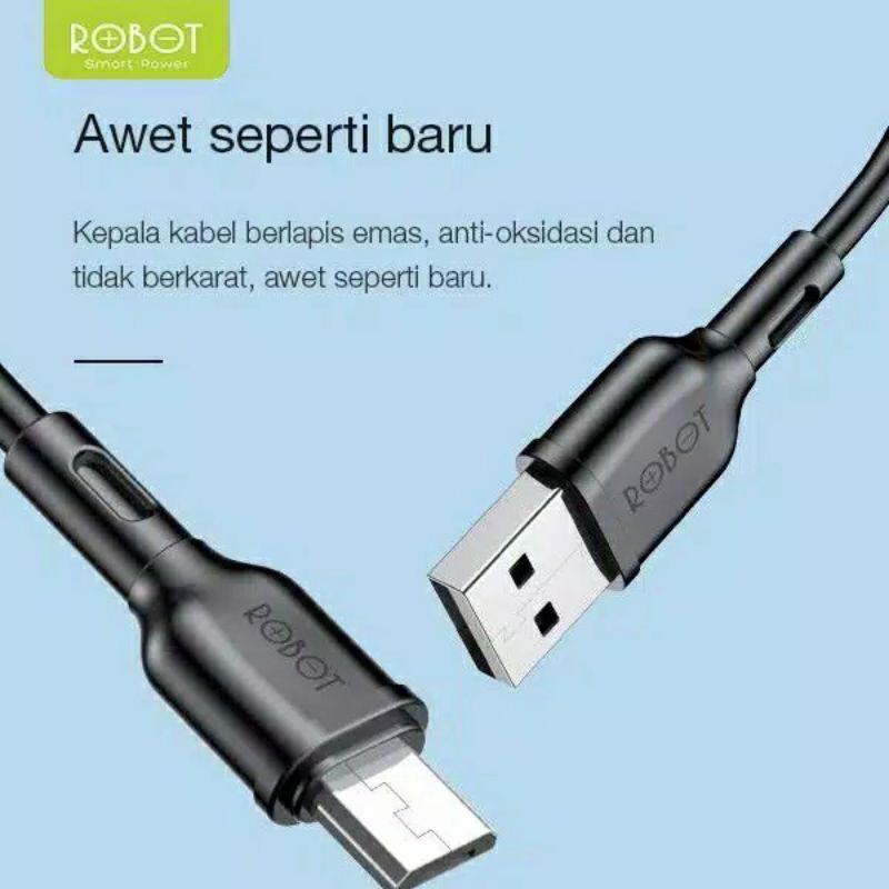 kabel charger cable data robot RBM100 micro usb 2A 100m cable data bulat | Lazada Indonesia