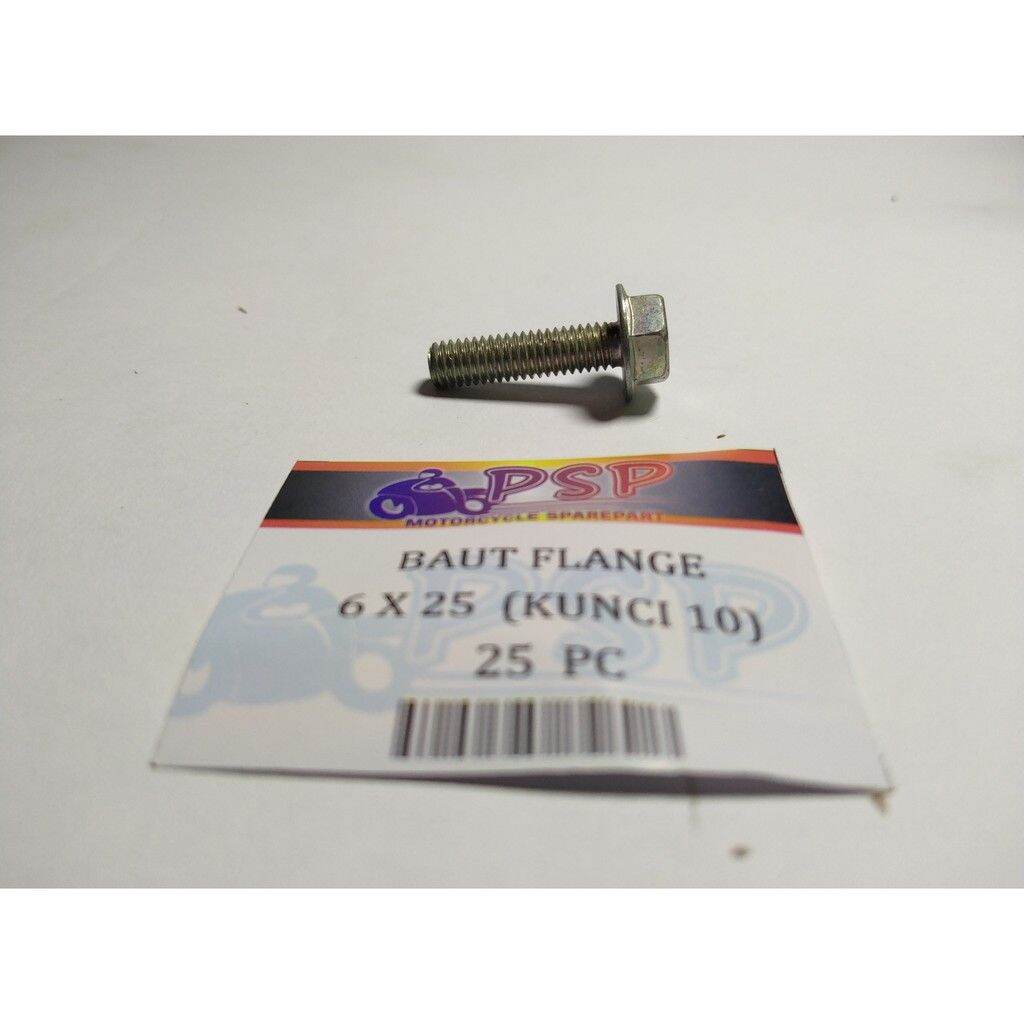 BAUT FLANGE (kunci 10) 6 x 25 - Baud Ring Topi 6 mm Panjang 25 mm Kunci ...