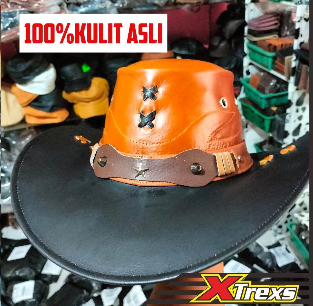Topi koboy kulit model terbaru 2023 Kulit full uf/ Topi Laken | Lazada ...
