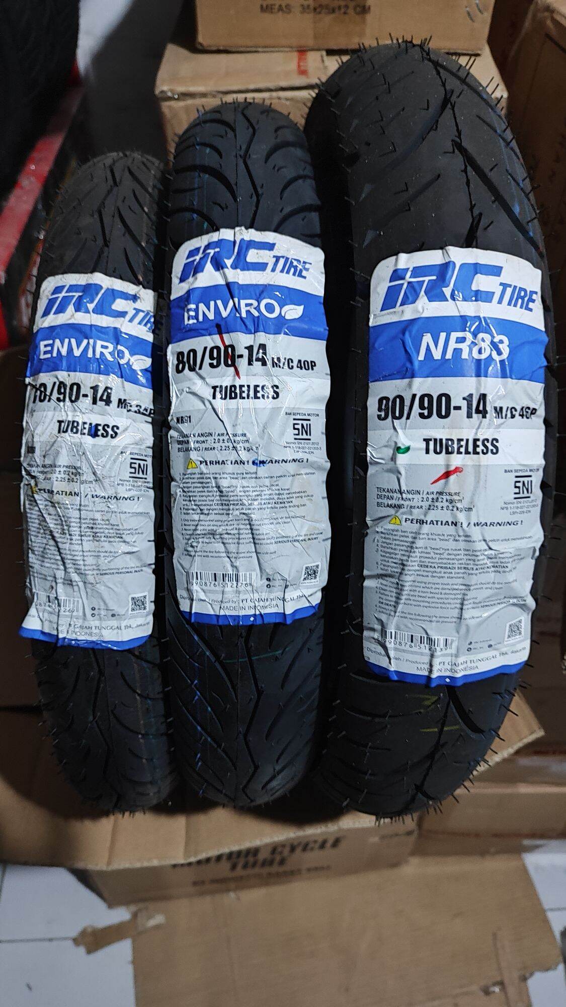 BAN LUAR MATIC IRC RING 14 ORI ASLI BARU TUBELESS 90/90 80/90 70/90 ...