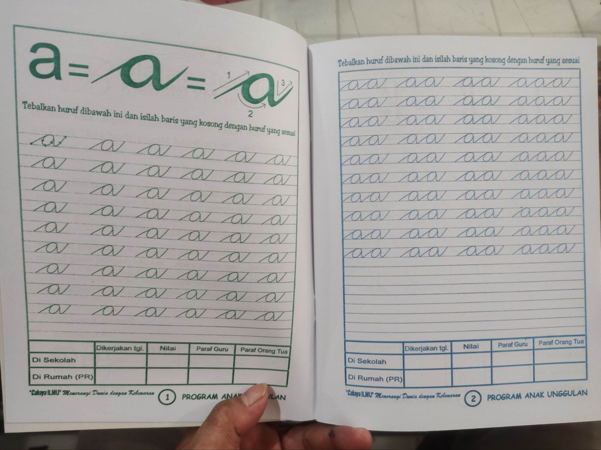 Latihan atau Belajar sendiri menulis huruf Elok. program anak unggulan ...
