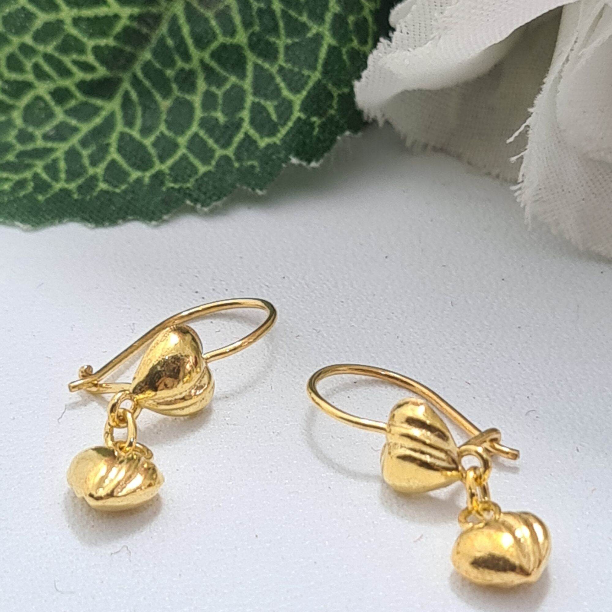 anting kait bandul love bulat emas muda | Lazada Indonesia