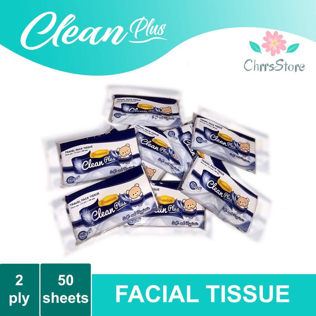 Murah Tisu Tissue Facial Clean Plus Travel Pack 50 Sheets 2 Ply ...