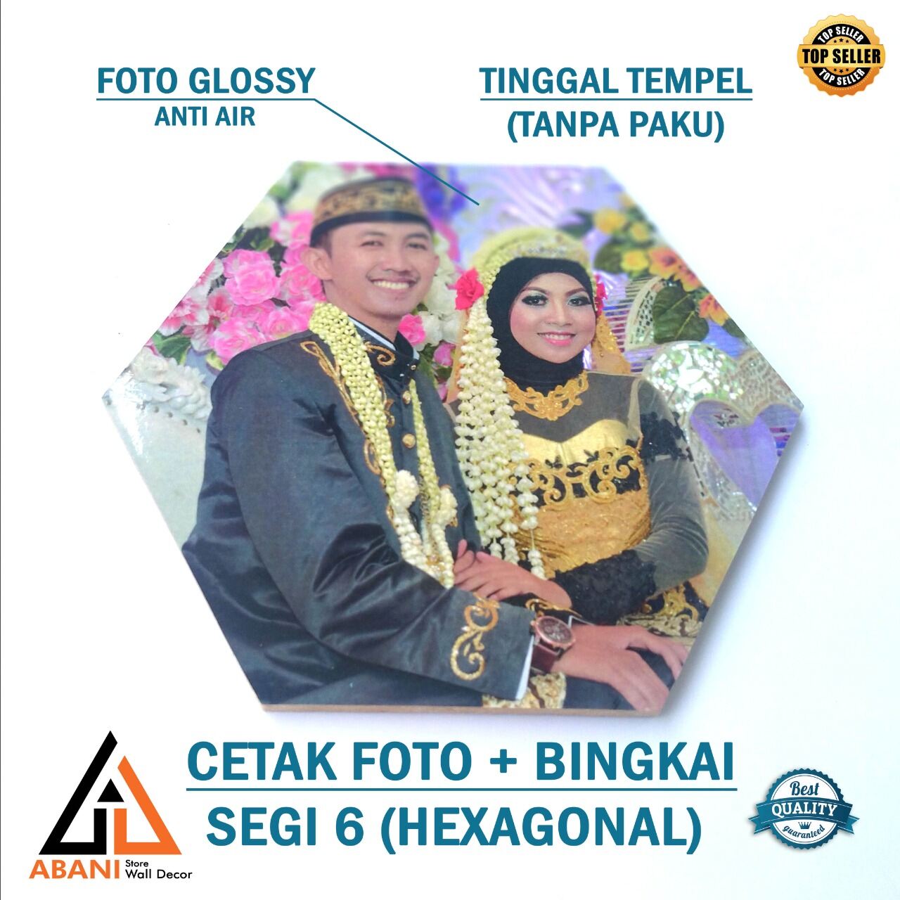 Abani Cetak Foto Segi 6 Cetak Plus Bingkai Kayu Hexagonal Dekorasi ...