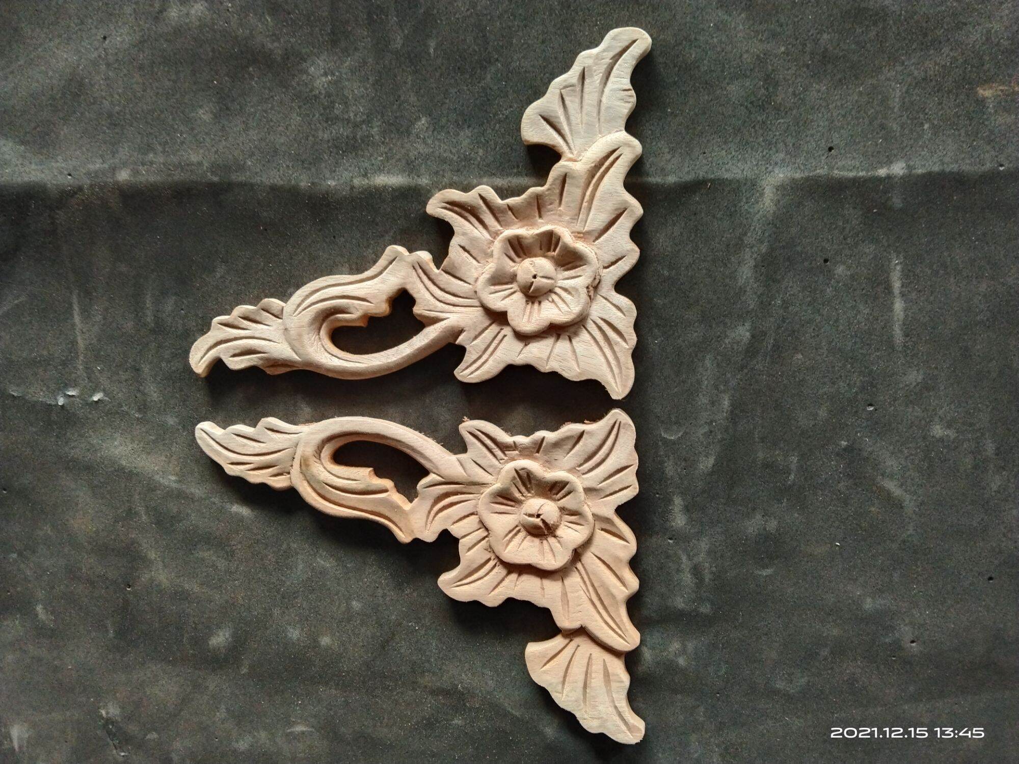 ukiran sudut tempel ornamen kayu mahoni murah motif mawar 19x14,5 ...
