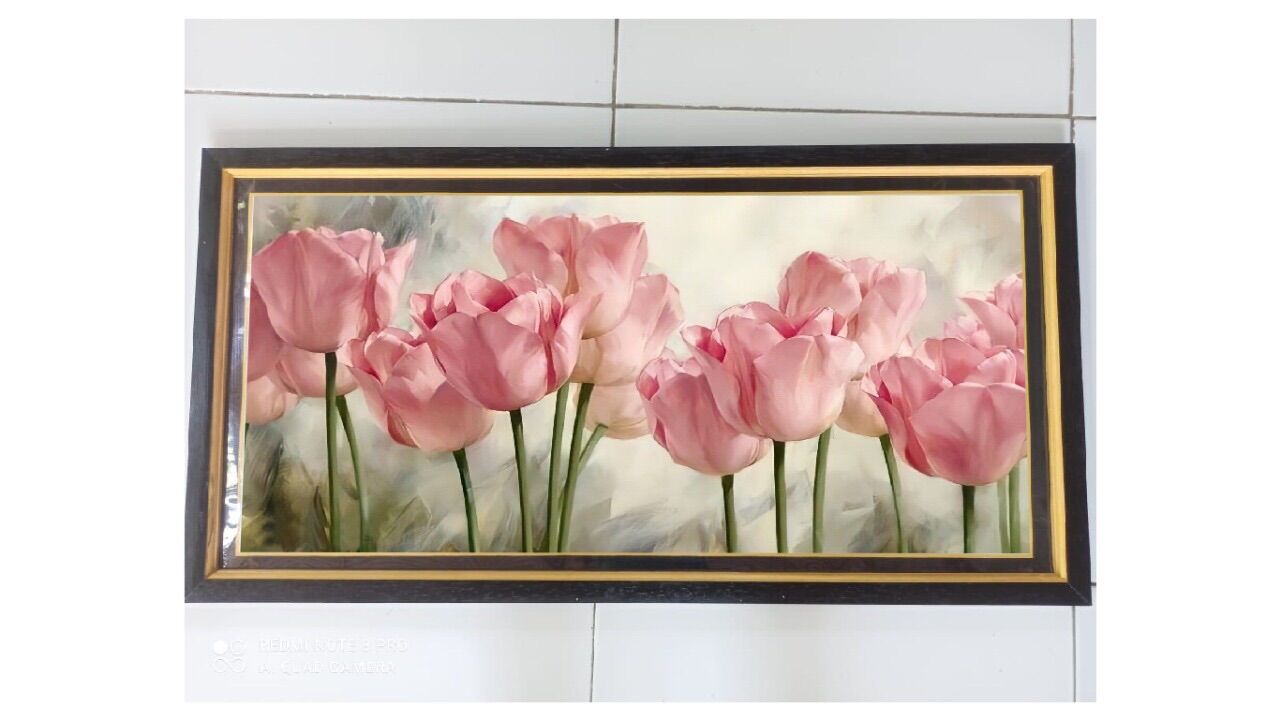 Hiasan Dinding Cetak Gambar Lukisan Bunga Lily pink plus Bingkai Uk ...