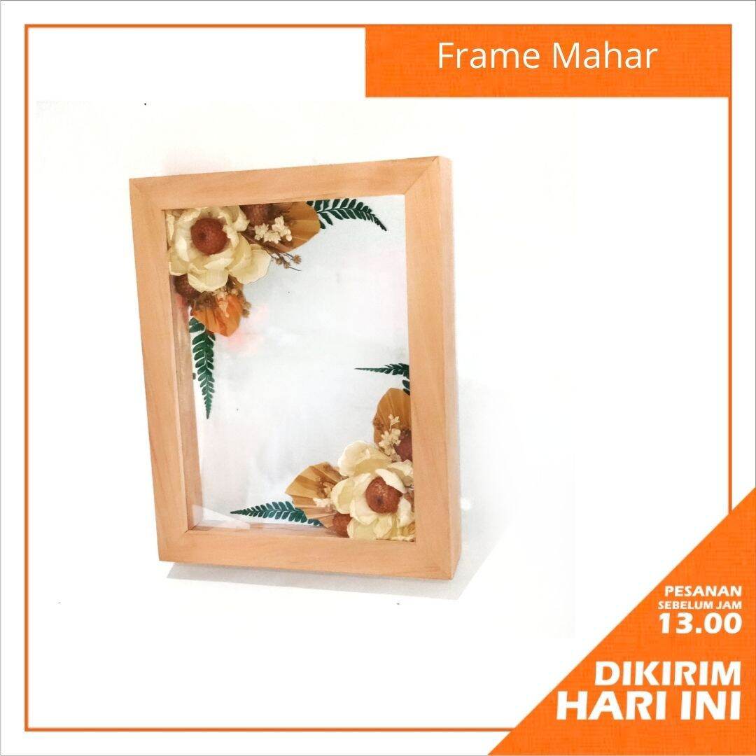 Frame Mahar Uang Transparan Kayu / Pigura Mahar Logam Mulia untuk Seserahan/ Lamaran Pernikahan ...