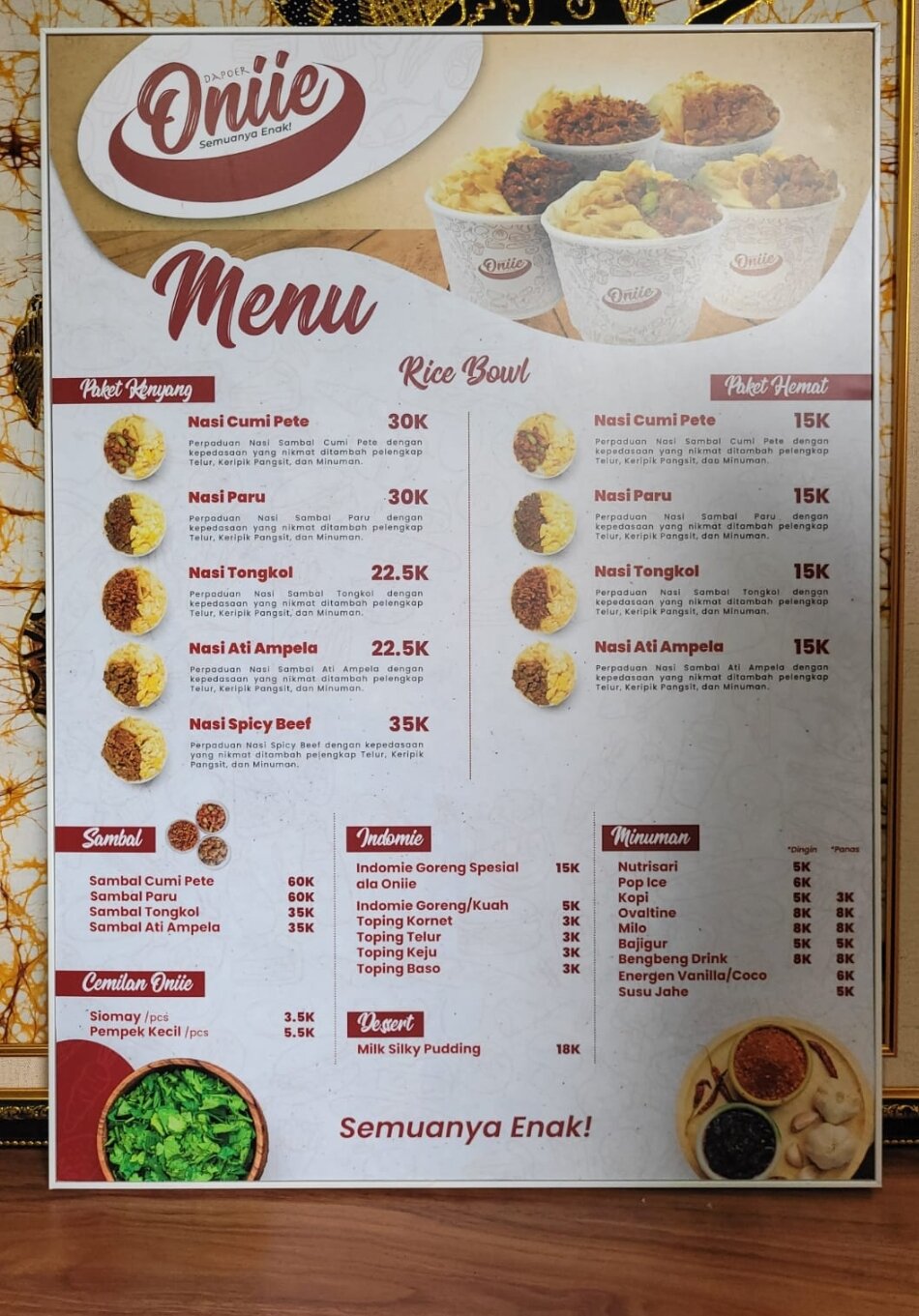 Menu Makanan pakai Frame Foto Block untuk di tempel di dinding | Lazada ...