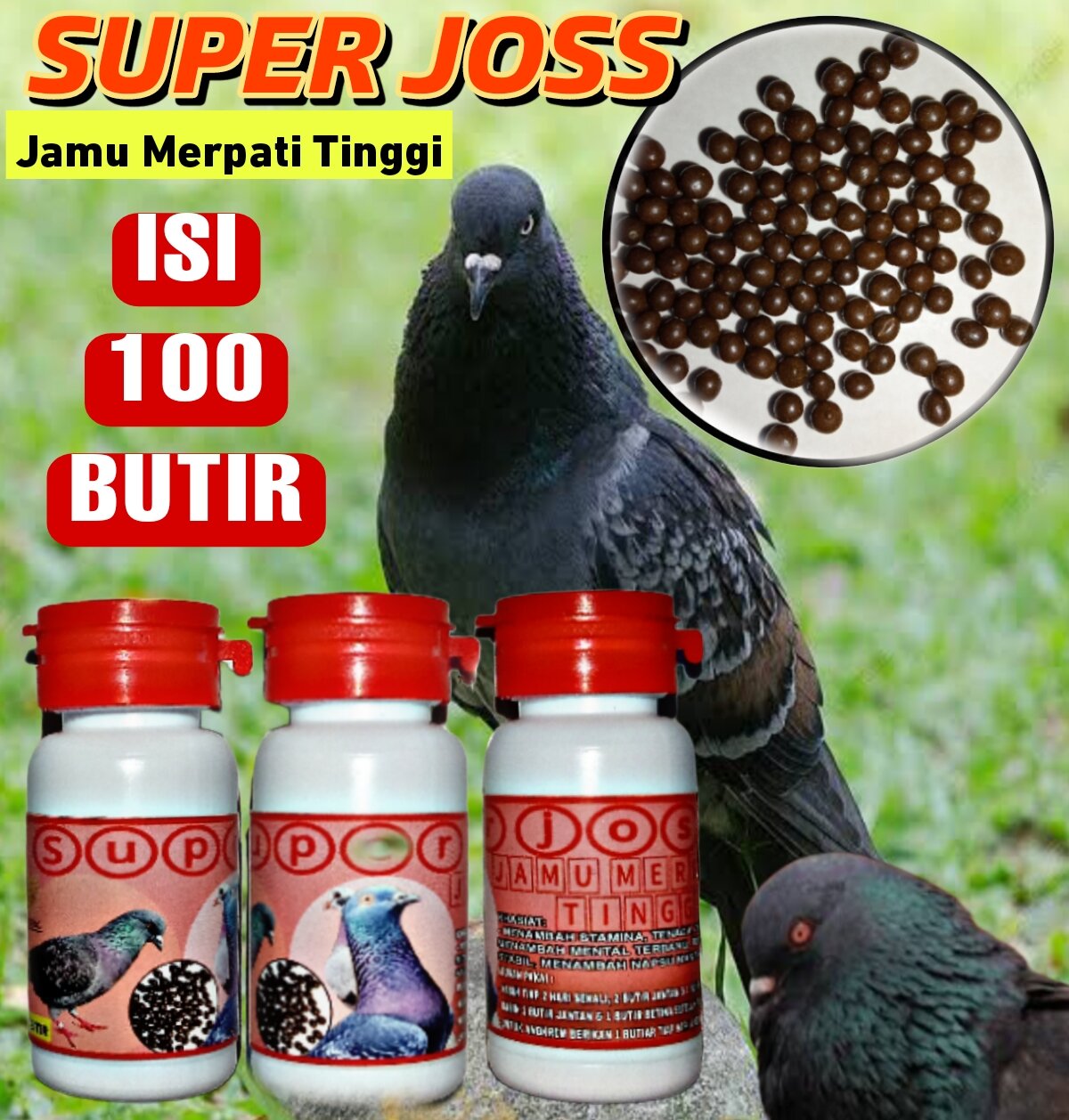 SUPER JOS JAMU MERPATI TINGGI ISI 100 BUTIR pil extra power speed los ...