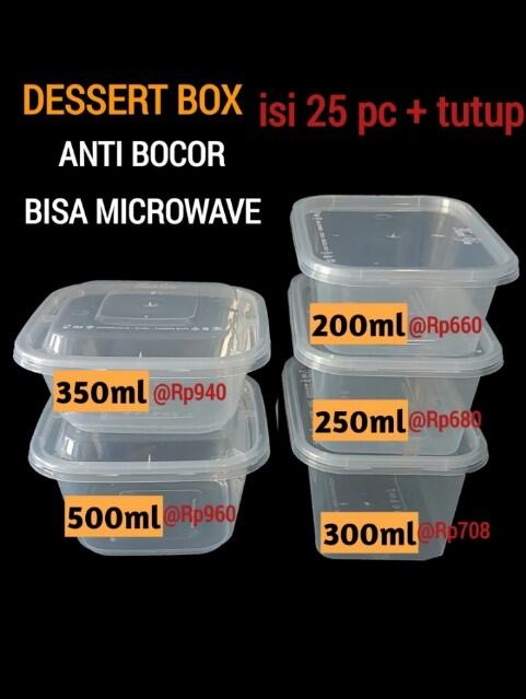 THINWALL CUP PLASTIK DESSERT BOC TRANSPARAN ISI 25PC DESSERT BOX RECTANGLE 200ML 250ML 300ML ...