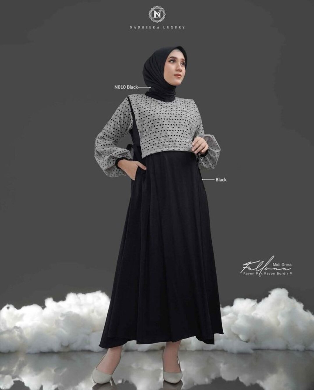 FALLONA DRESS BY NADHEERA LUXURY|| MIDI DRESS NADHEERA|| AGEN NADHEERA ...