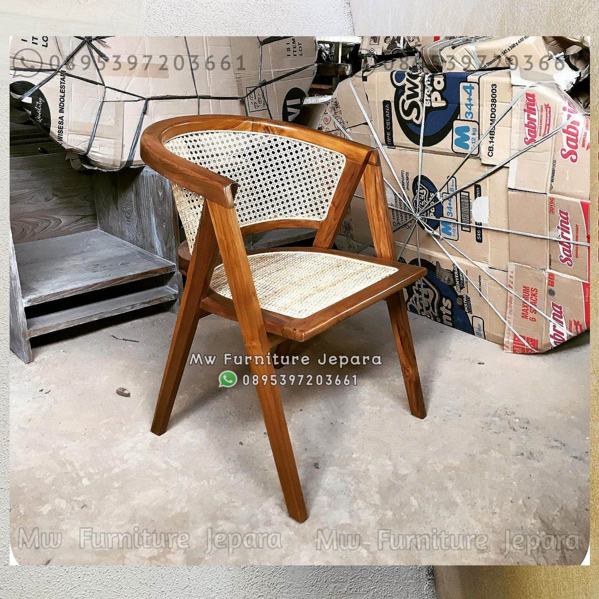 Kursi makan Kursi Cafe Askara Rotan Minimalis bahan kayu Jati | Lazada ...