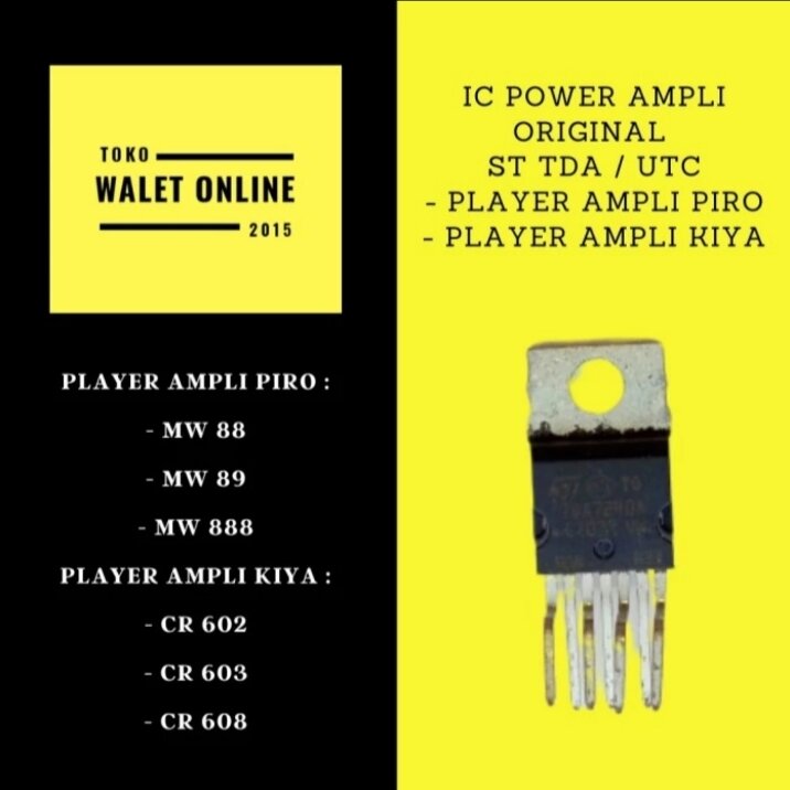 IC POWER AMPLI WALET 20 WATT PIRO MW 88 888 89 KIYA CR 602 603 608 UTC ...