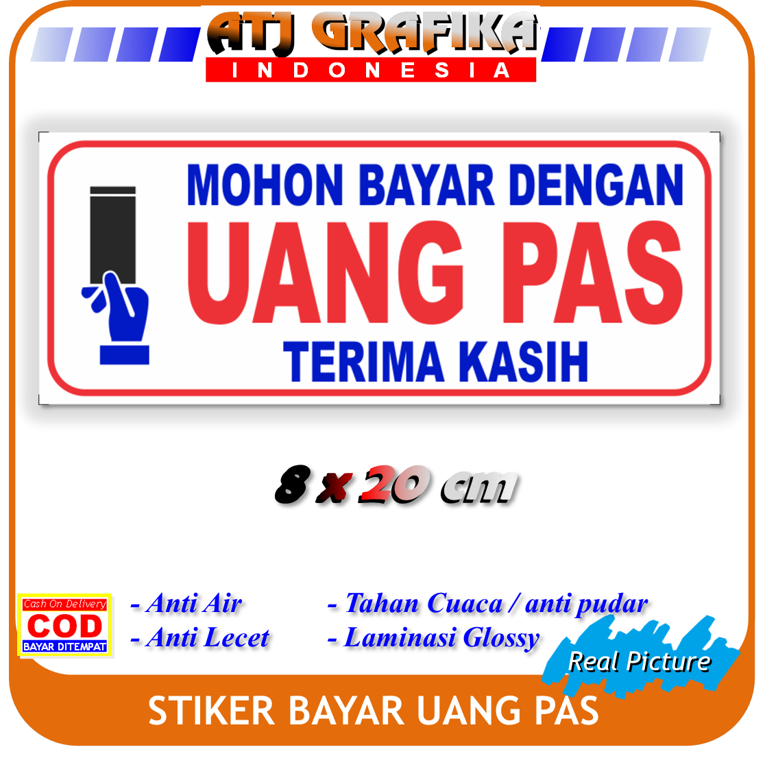 Stiker bayar uang pas sticker pembayaran toko kantor dll | Lazada Indonesia