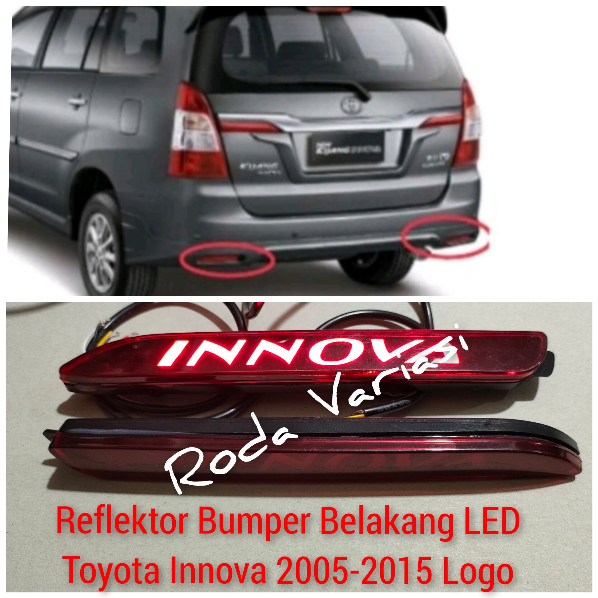 Lampu Reflektor Bumper Belakang LED Toyota Innova 2005-2015 Logo Rem ...