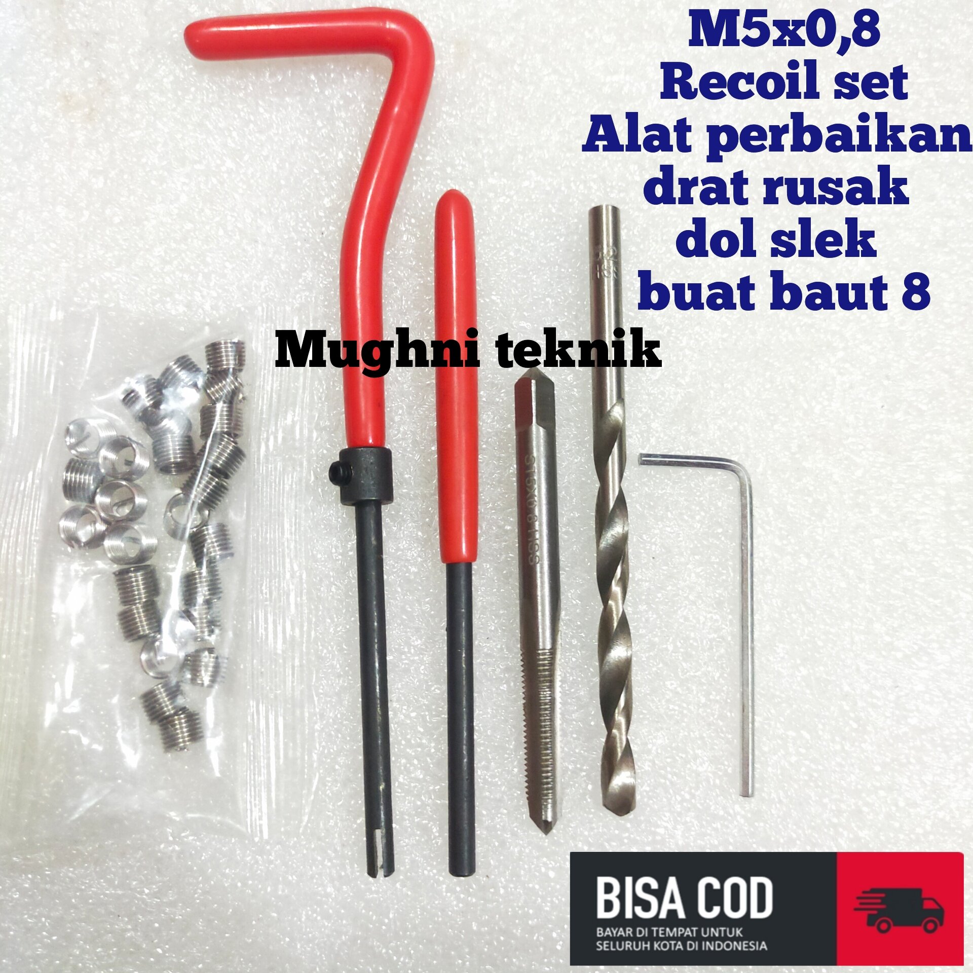 M5x0,8 RECOIL SET VERBOS ALAT PERBAIKAN DRAT RUSAK DOL SLEK BUAT DRAT ...