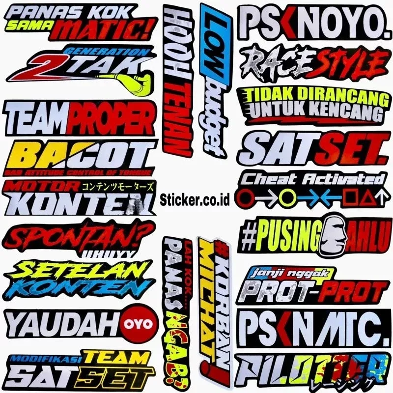 stiker racing, stiker 1 pack, stiker motor, mobil, 1 lembar, fulll ...