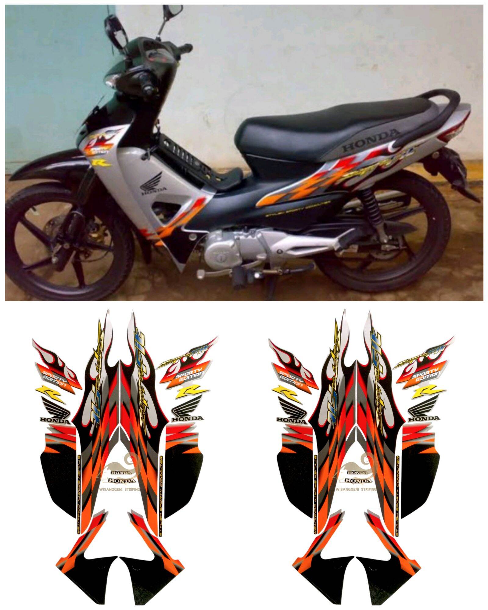 Striping Stiker Lis Les Body Motor Honda Supra Fit R 2006 Standar Full ...