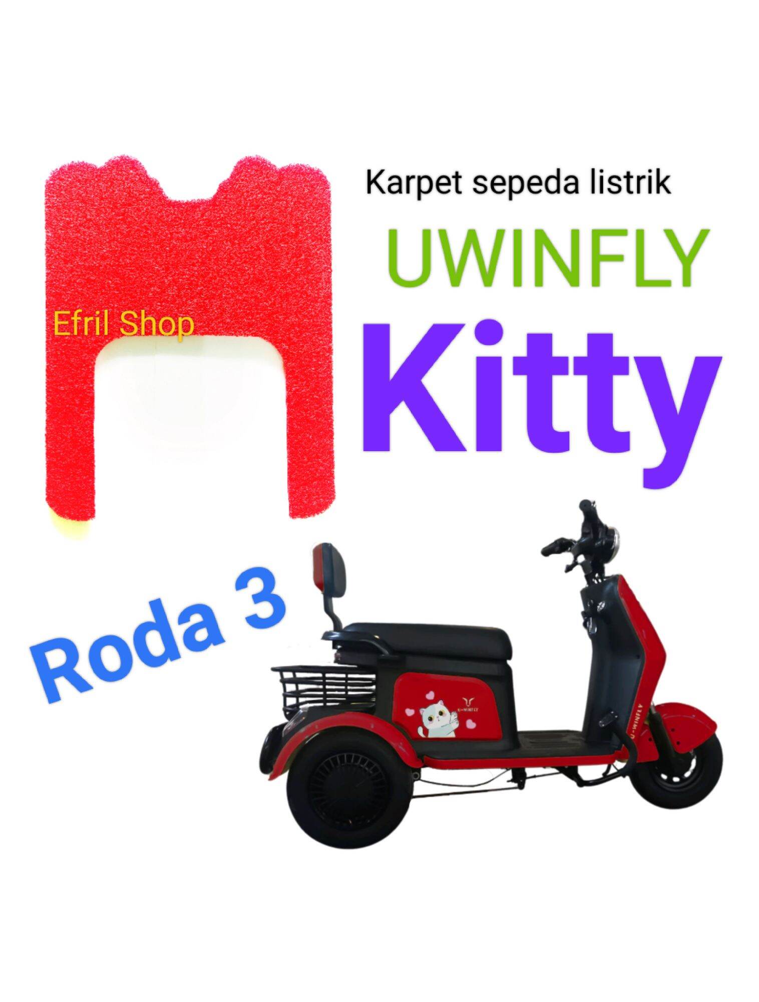 Karpet sepeda motor listrik roda tiga Uwinfly Kitty roda 3 | Lazada ...