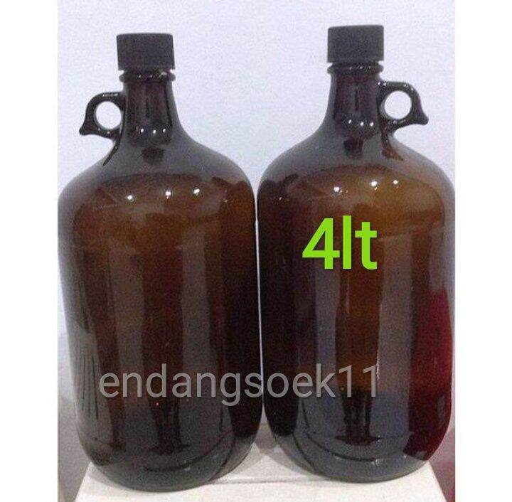 Botol kaca 4liter Botol Amber botol coklat/botol unik/botol antik ...