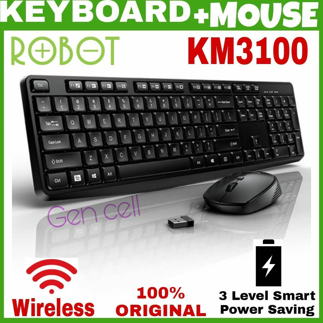 Keyboard Dan Mouse Combo ROBOT KM3100 Wireless Plug dan Play 1600DPI 3 ...