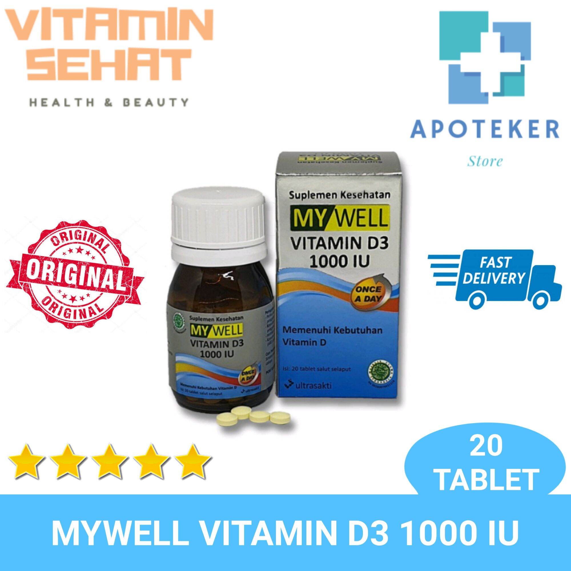 Mywell Vitamin D3 1000 IU 20 Tablet | Lazada Indonesia