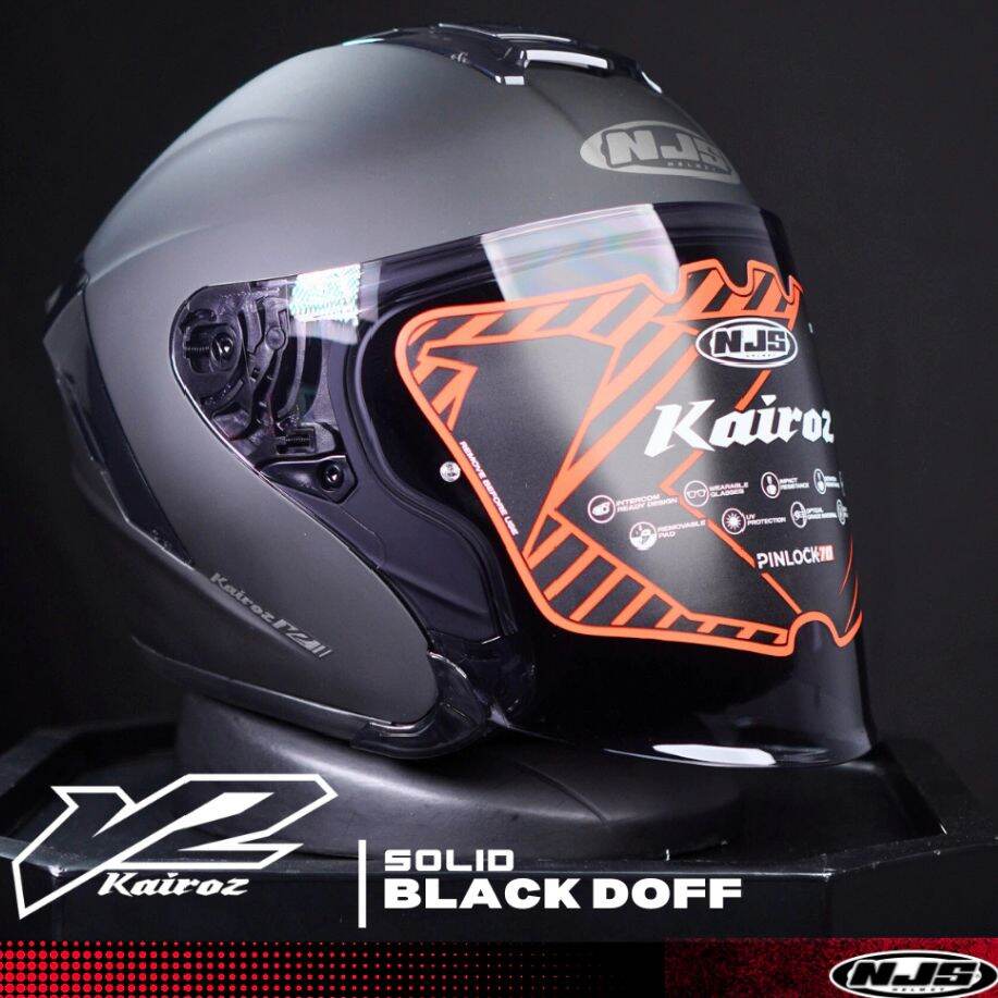 HELM NJS KAIROZ SOLID V2 SINGLE VISOR NEW-HELM HALF FACE KAIROZ V2 ...