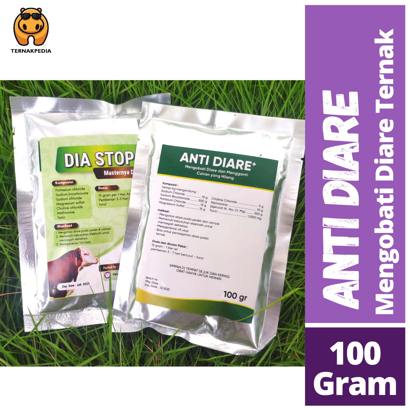 Anti Diare+ 100 gram - Obat Mencret Pedet - Obat Mencret Cempe - Obat ...