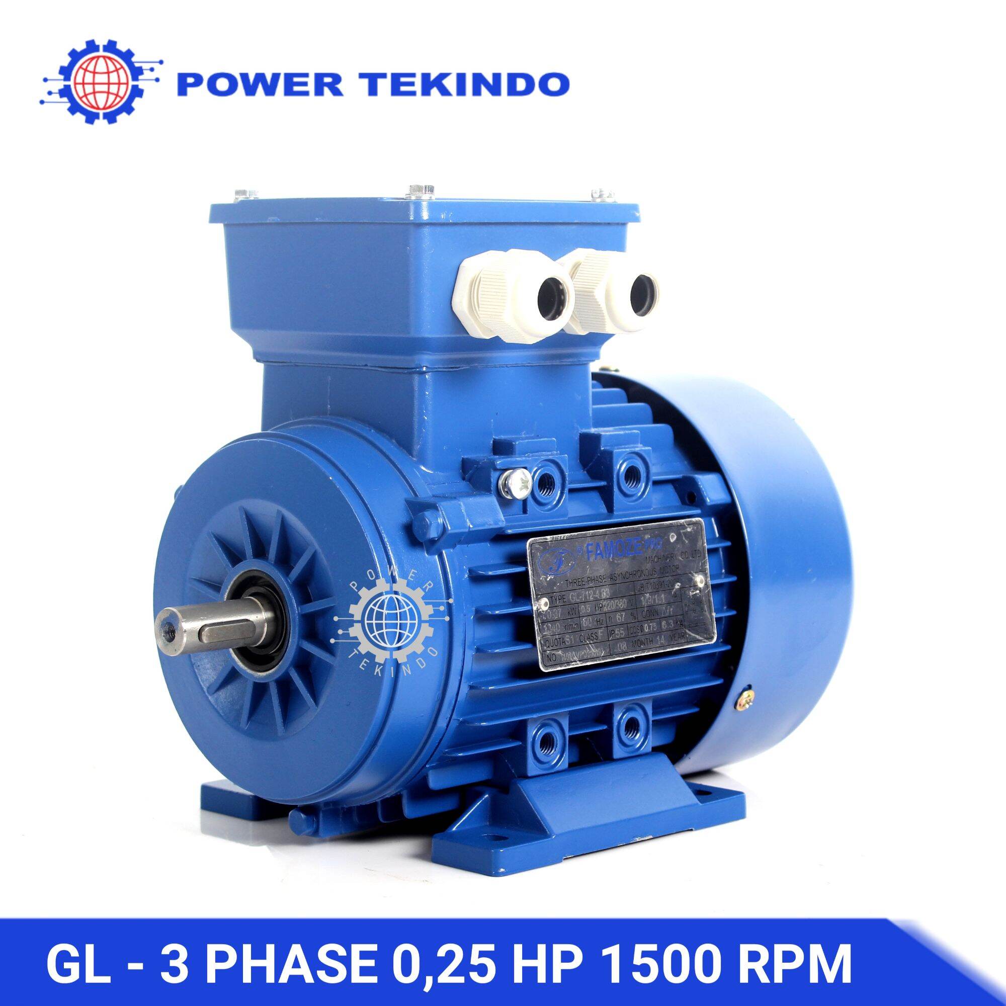 Famoze Pro Dinamo 3 Phase 0,25 HP 1500 RPM Tipe GL 1/4 PK Motor Listrik Penggerak Gearbox ...