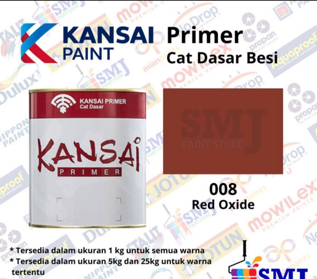 Cat Dasar anti karat Meni Besi KANSAI red Oxide 008 kemasan 1 liter ...