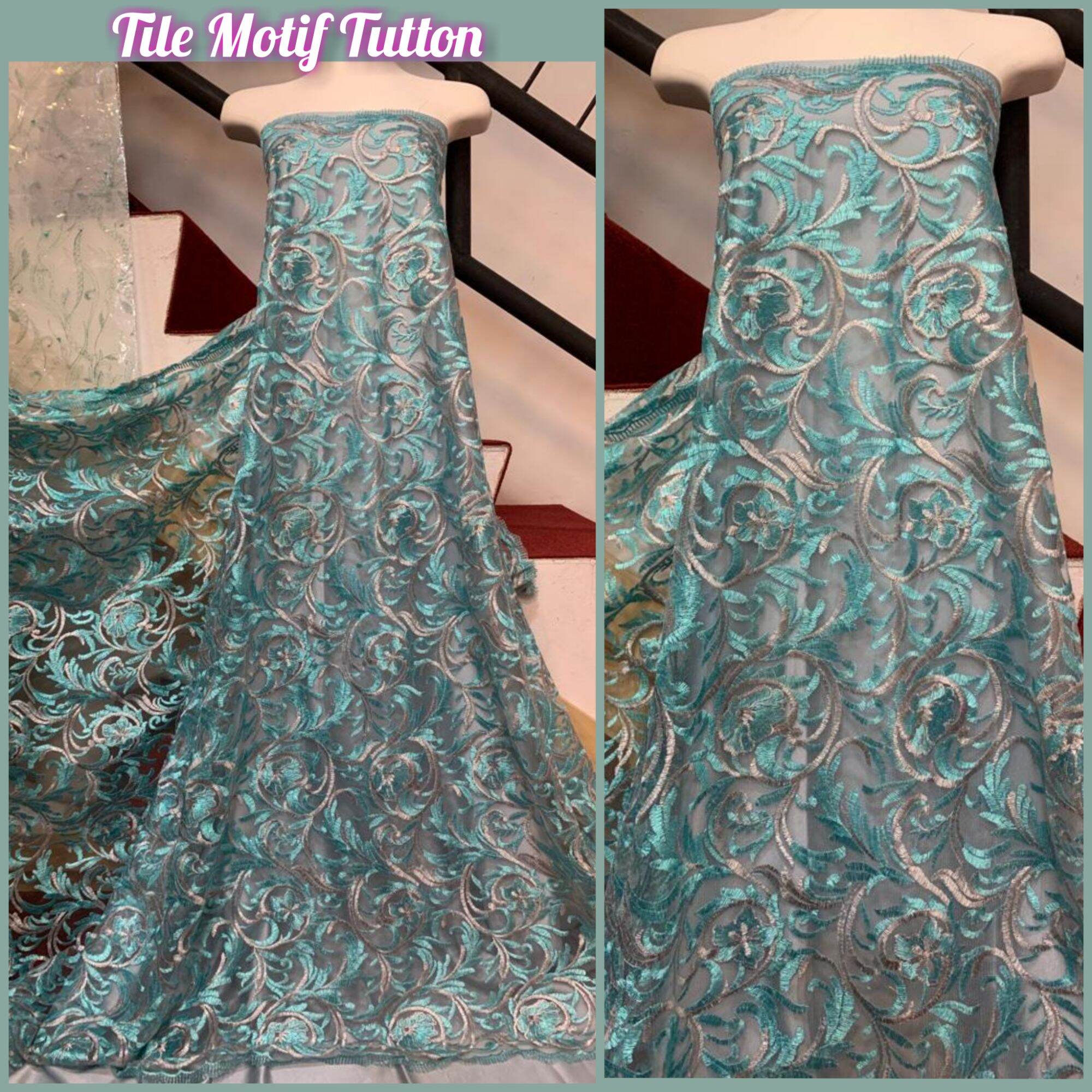 Kain Tile/Tulle Akar Tutton, kain tile brokat, tile bordir, tile polos ...