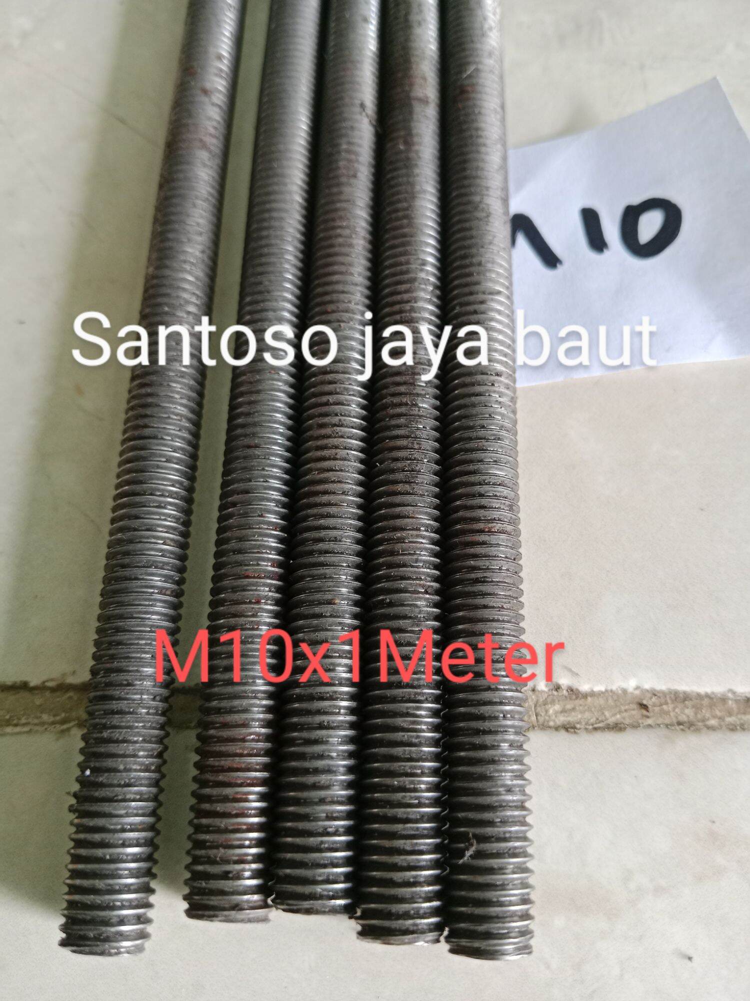 As Drat M10 Panjang 1 Meter Baut Long Full Drat Kasar(P1.50) | Lazada ...