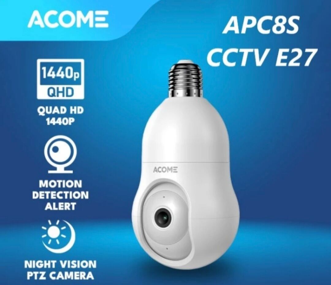 ACOME APC8S Smart IP Wifi Camera CCTV 2.5K 1440P Kamera Bohlam E27 ...