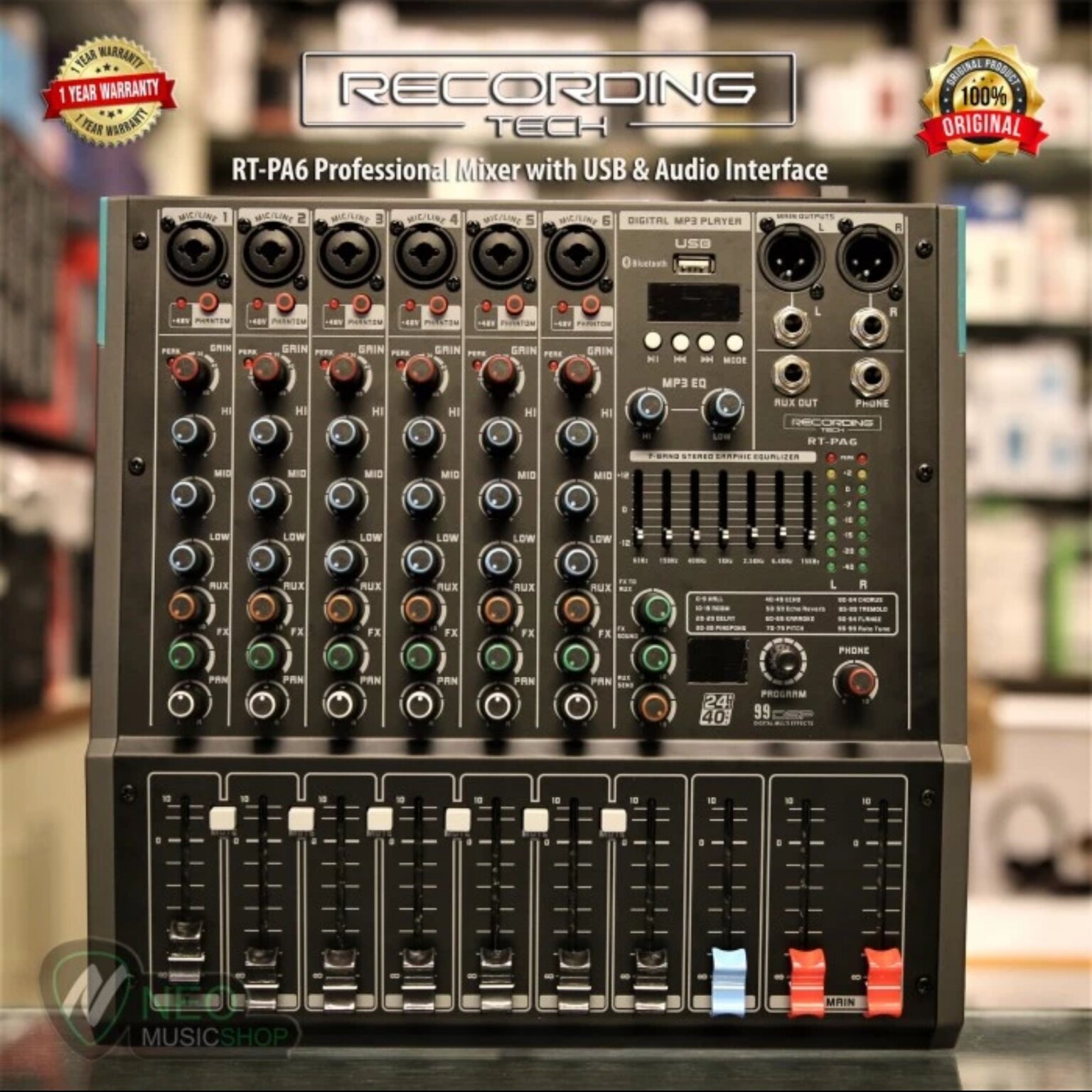 Recording Tech RT PA6 Professional Mixer With USB & Audio Interface | Lazada Indonesia