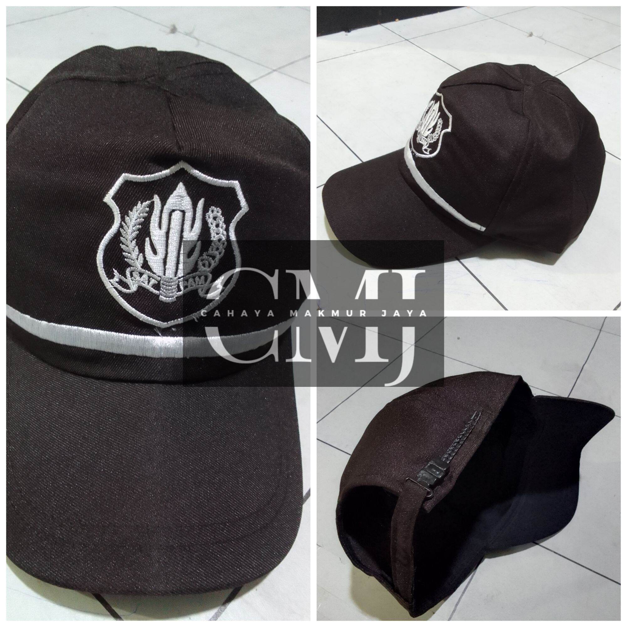 Topi security satpam Larici cokelat logo Lis putih - Topi security ...