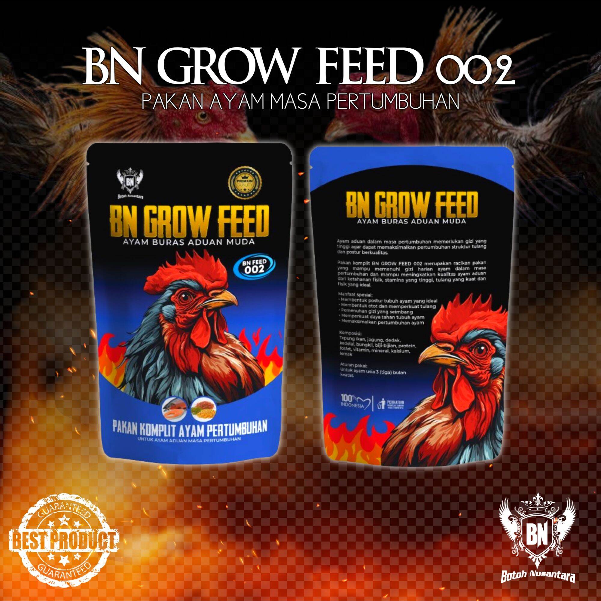 Pakan ayam bangkok aduan masa pertumbuhan BN GROW FEED 002 | Lazada Indonesia