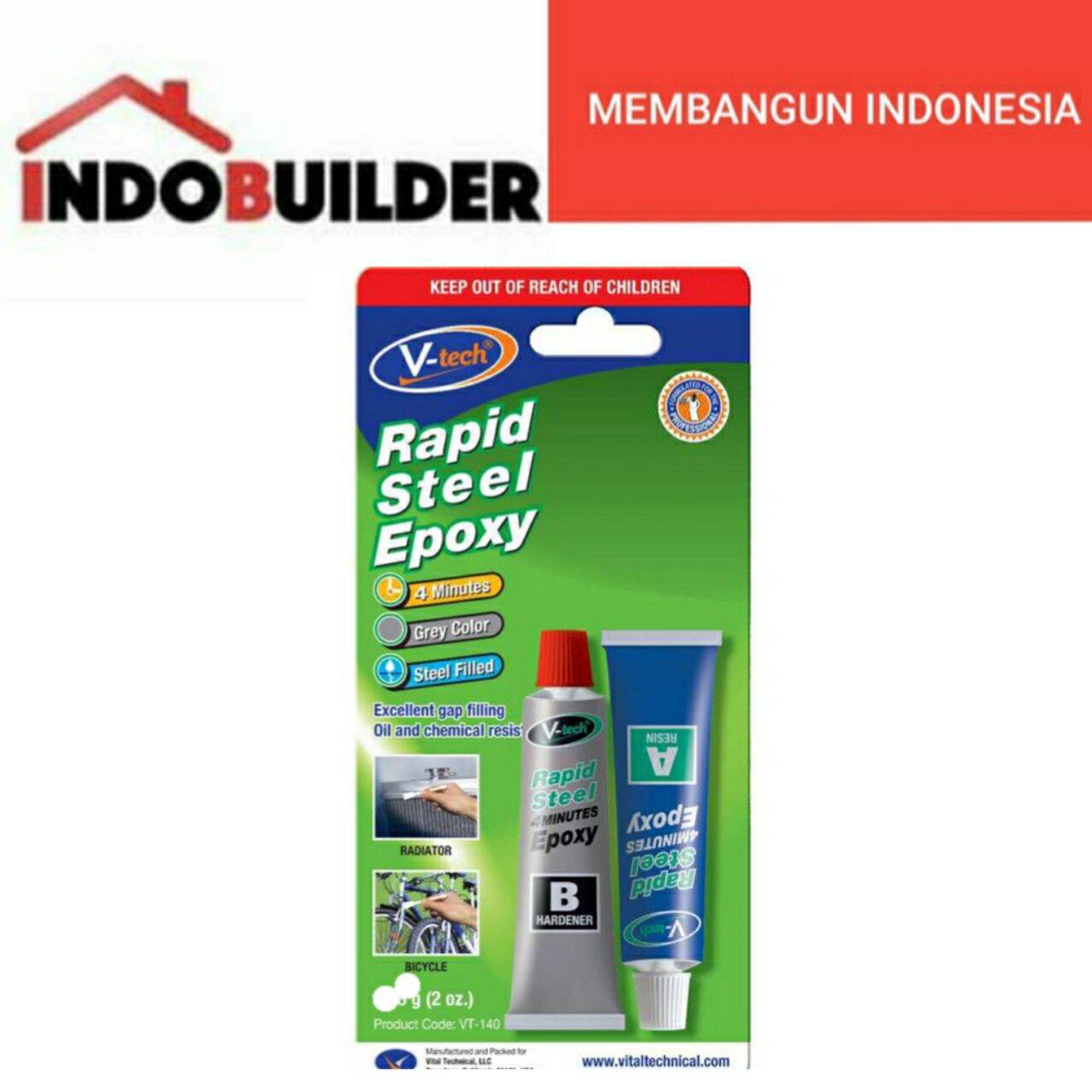 VTECH VT 140 RAPID STEEL EPOXY 48 GRAM / LEM EPOXY DUA KOMPONEN ...