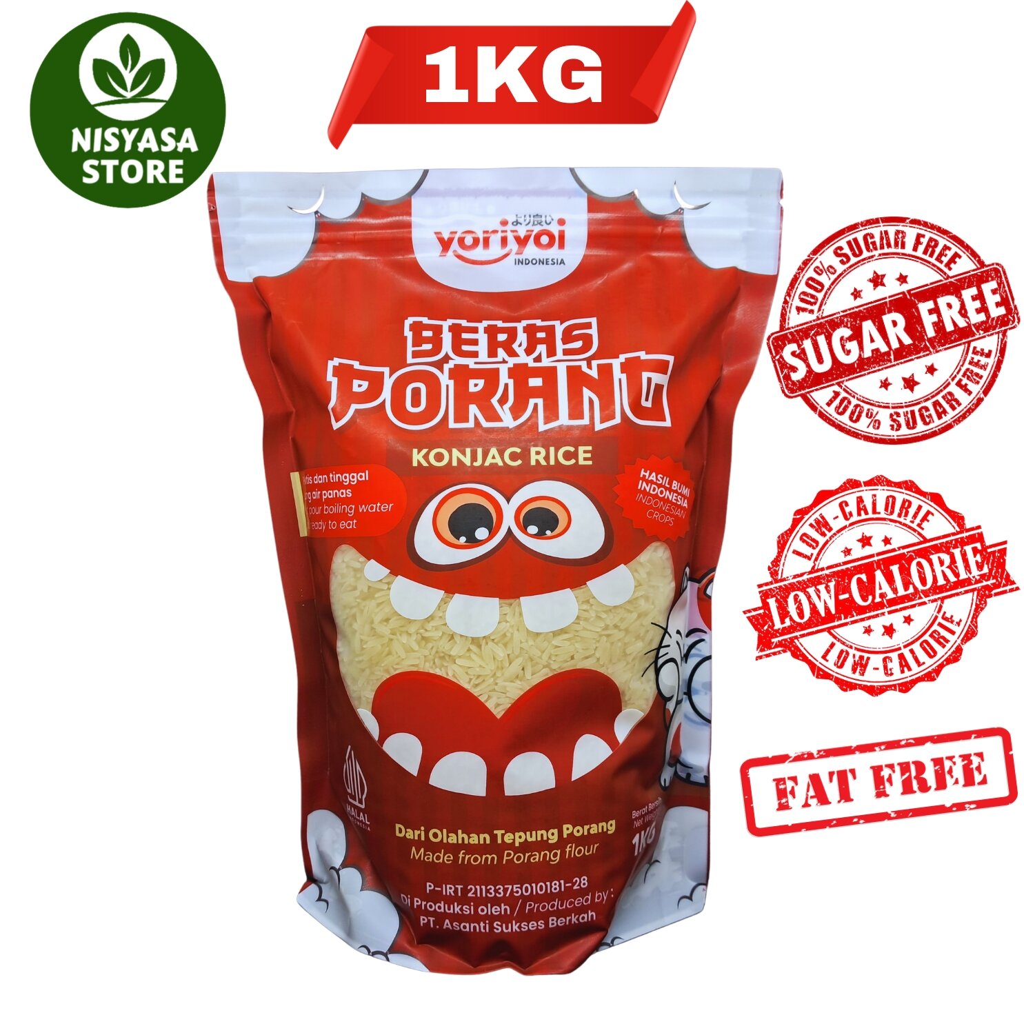 YORIYOI Beras Porang 1Kg Konjac Shirataki Rice Diet Rendah Kalori ...