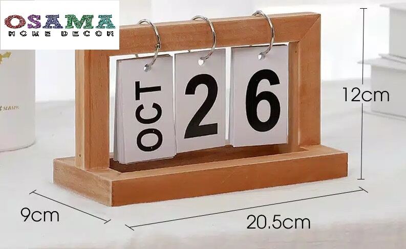 kalender duduk kayu ring kalender abadi kalender vintage | Lazada Indonesia