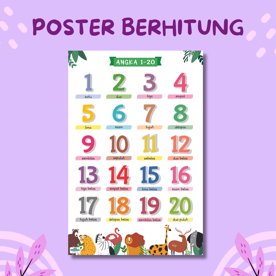 Poster Belajar Berhitung 1-20 | Poster Balita, PAUD, TK, SD | Lazada ...