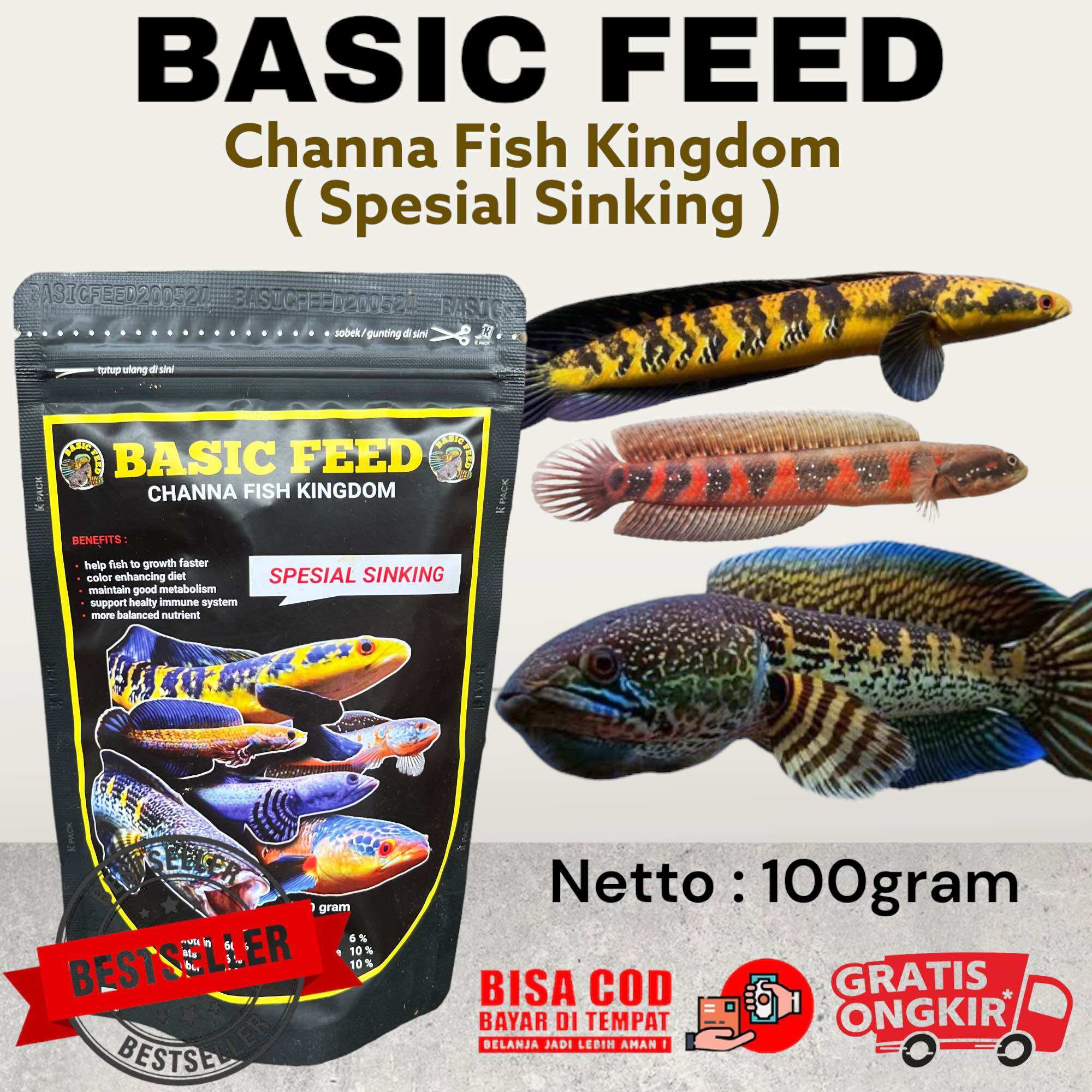 basic feed channa fish kingdom spesial sinking | pelet ikan channa ...