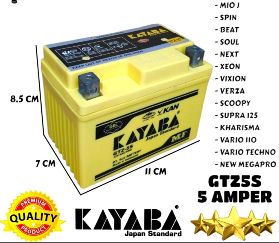 AKI MOTOR HONDA BEAT KAYABA GTZ5S 12V 5AH ACCU KERING MF BEBAS PERAWATAN | Lazada Indonesia